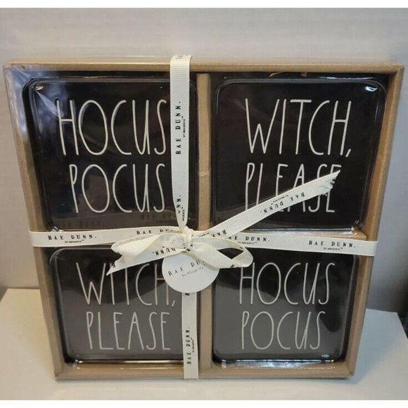 Rae Dunn | Holiday | Rae Dunn Black Halloween Coasters Hocus Pocus ...